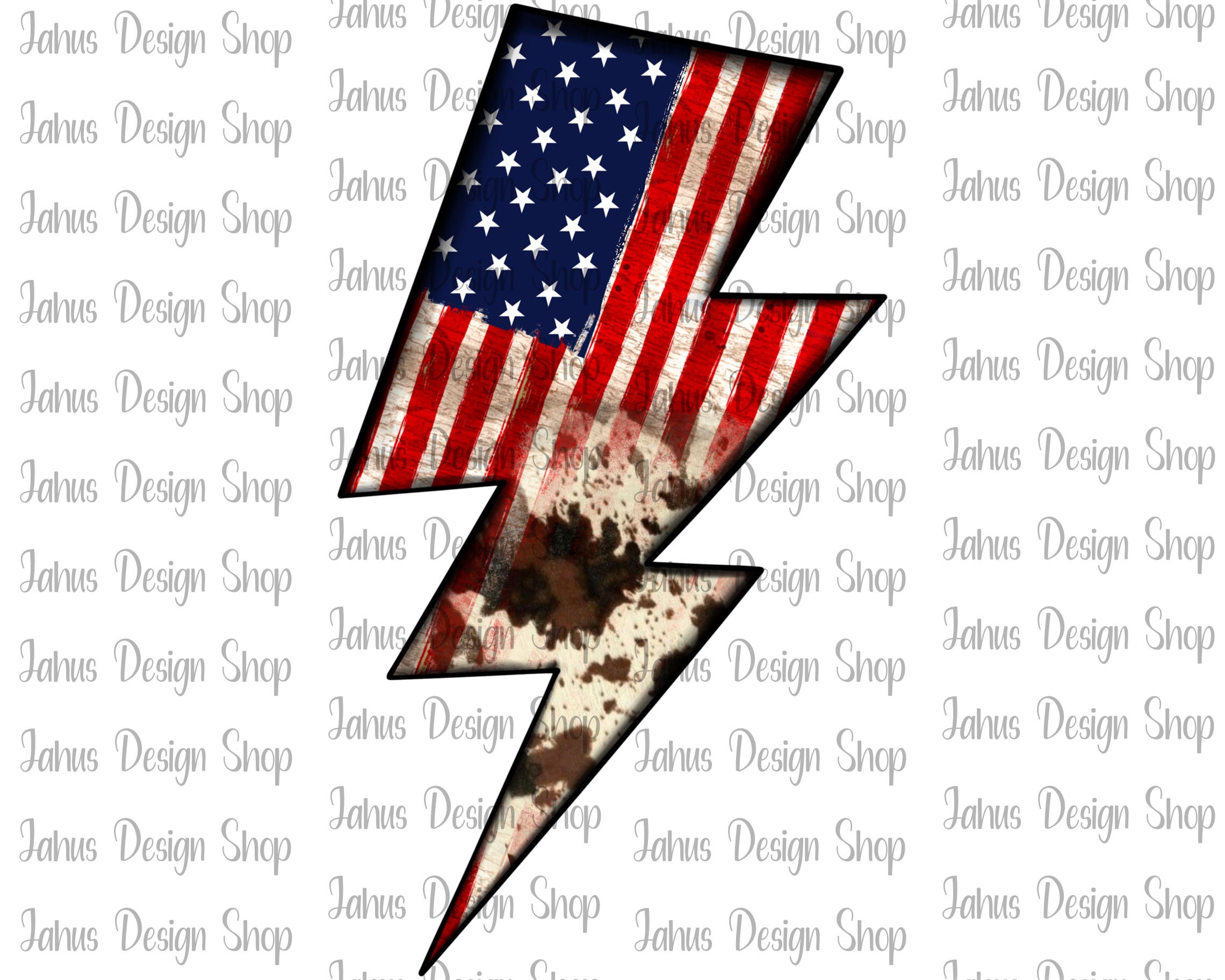 Cowhide Lightning Bolt American Flag PNG USA Flag PNG 4 de | Etsy