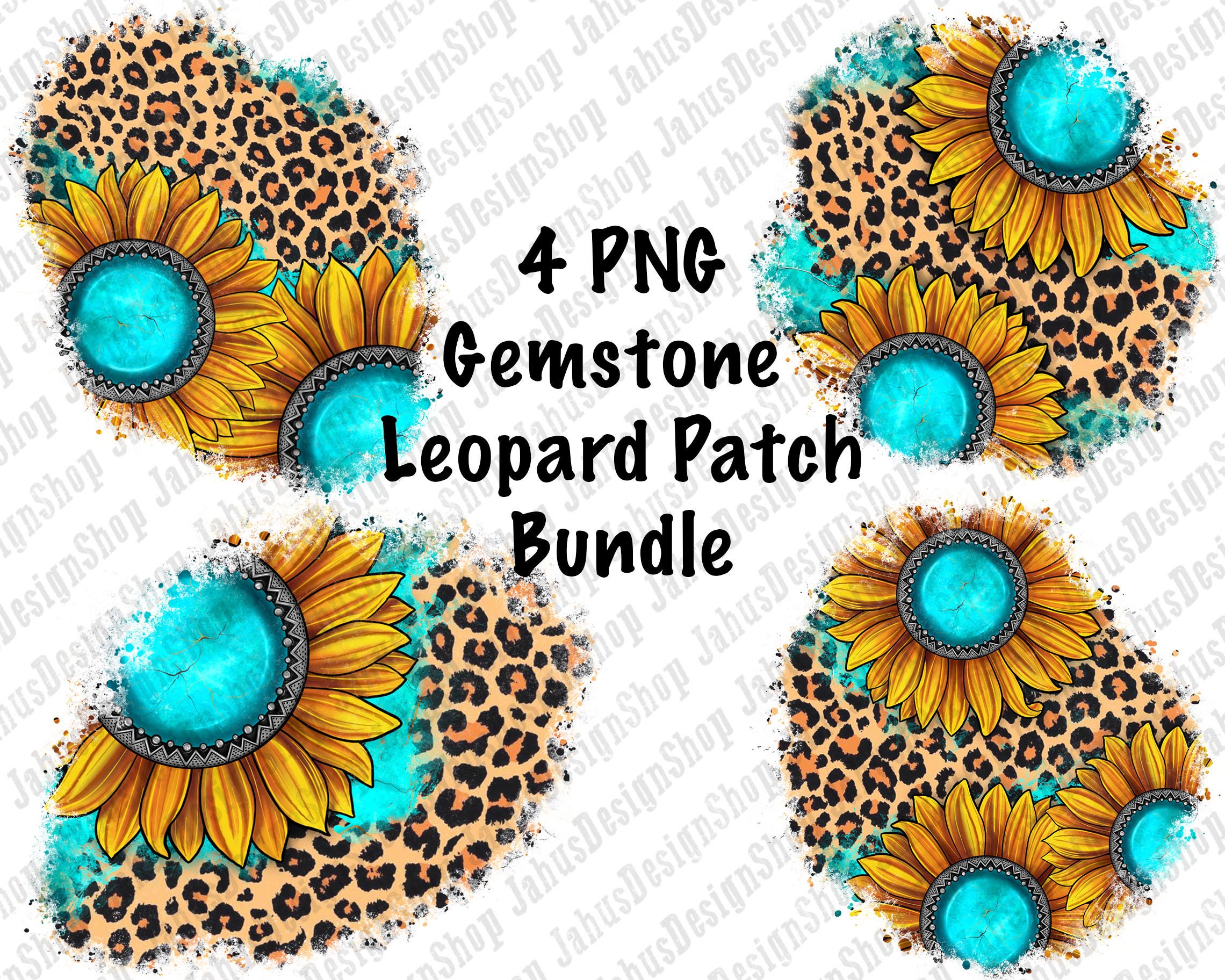 Leopard Sunflower Gemstone Png Patch Bundle Design Sunflower - Etsy