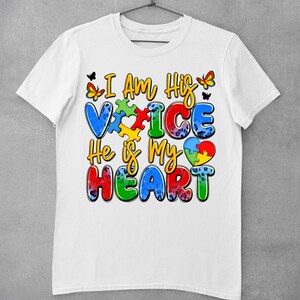 I Am His Voice He is My Heart Png Sublimation Design Download, Autism ...