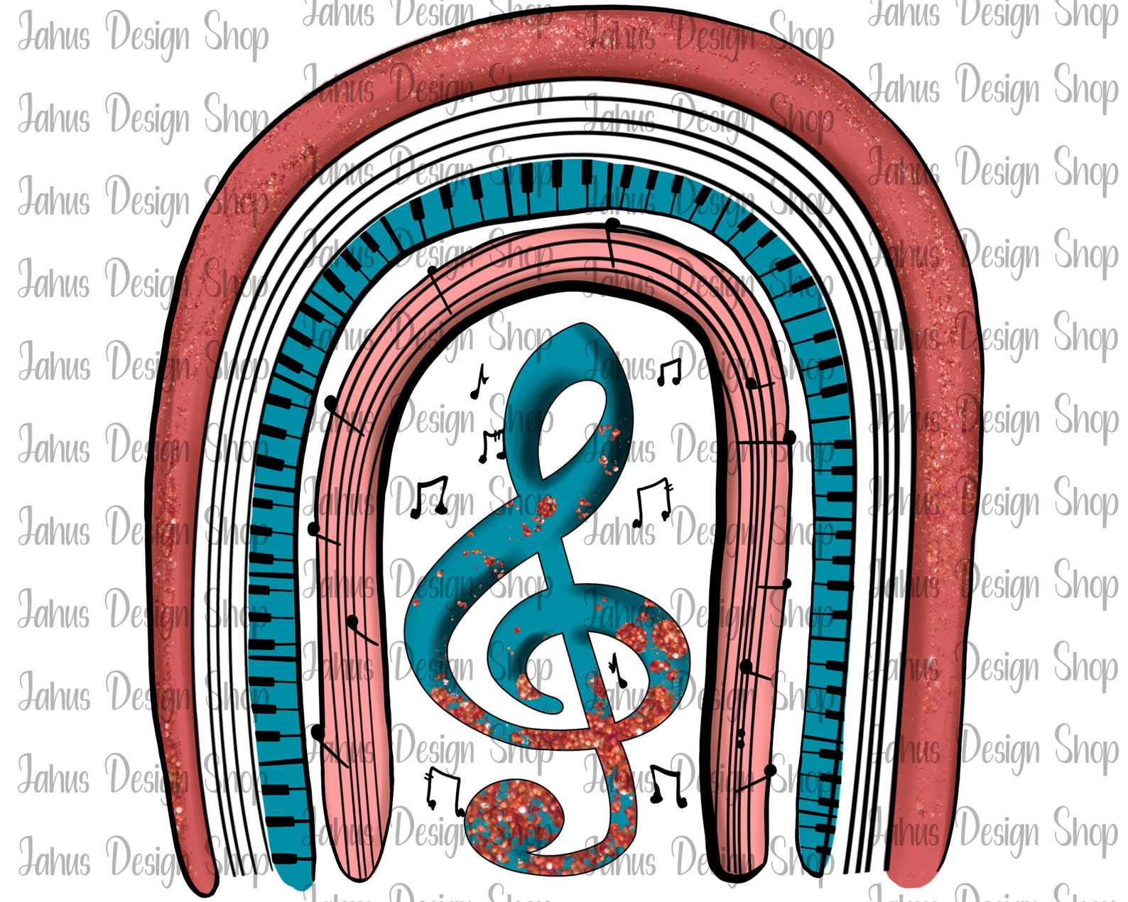 Music Note Symbol Treble Clef Bundle PNG Glitter Pattern | Etsy