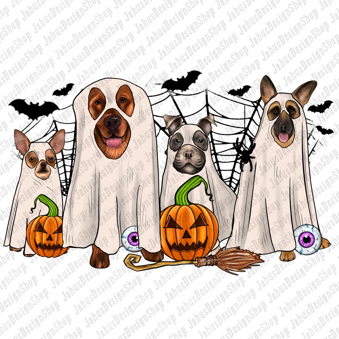 Ghost Dog Png Sublimation Design Download, Happy Halloween Png ...