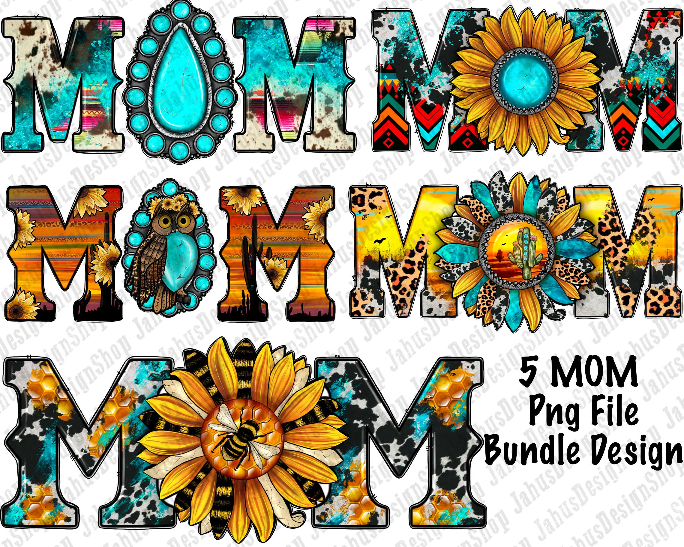Western Mom Png Bundle Design, Mom Png Bundle, Gemstone Mom Png ...