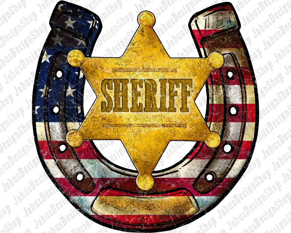 Sheriff American Flag Horseshoe Sublimation Design PNG, Sheriff ...