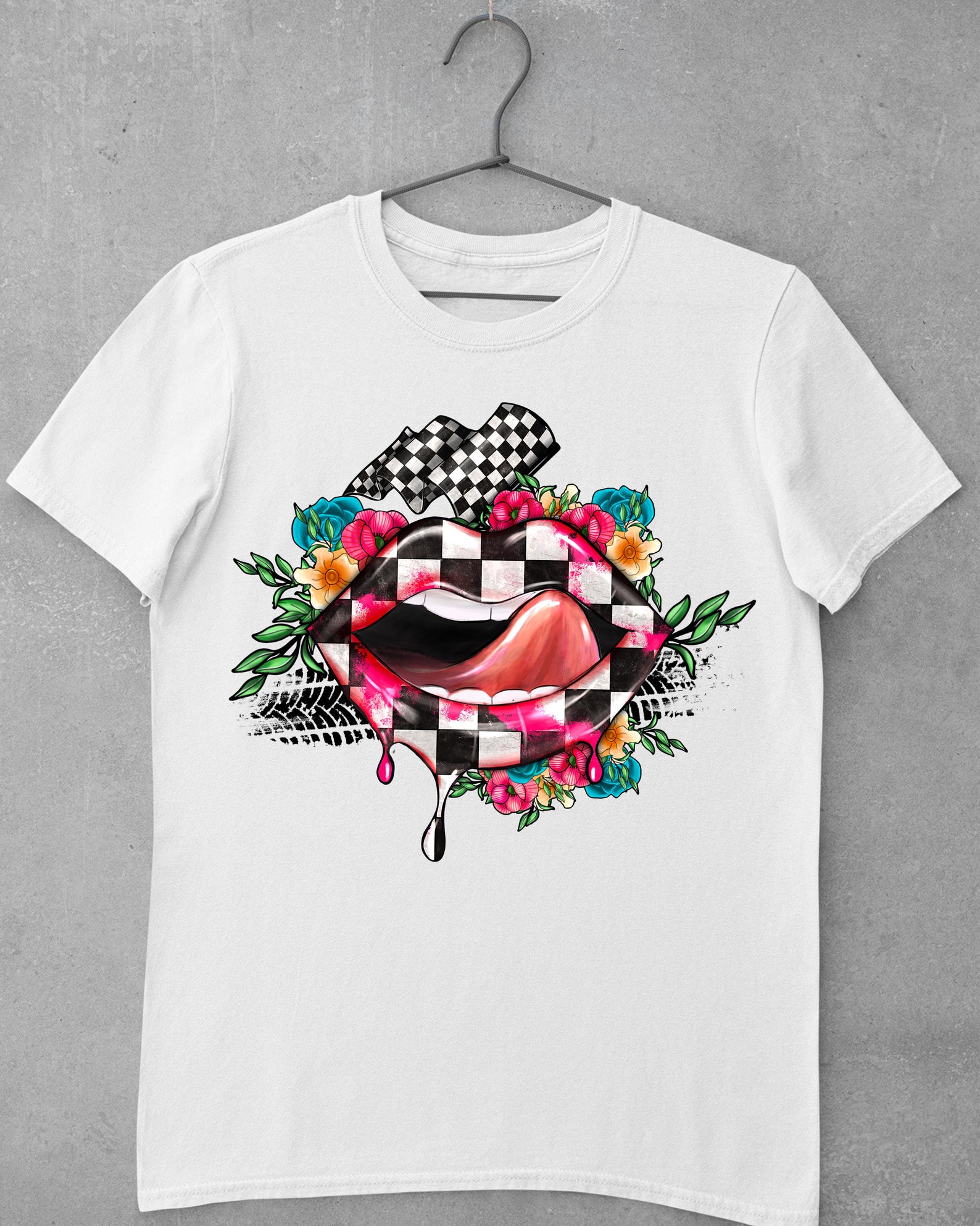Floral Race Lip Png Sublimation Design Checkered Race Png - Etsy
