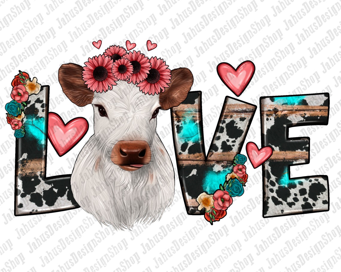 Calf Love Png ,valentine Calf Love Png, Valentine Png, Floral Calf Png ...
