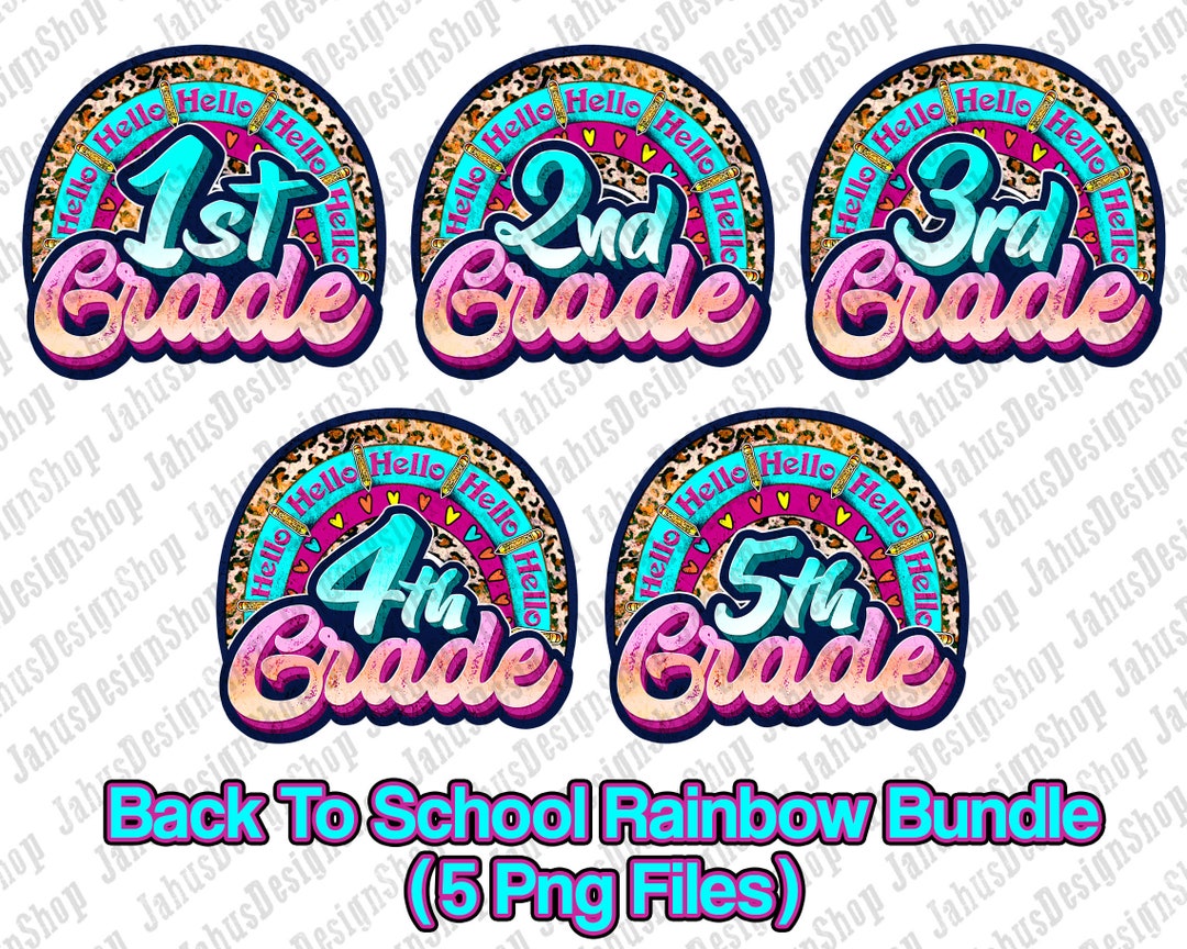 Rainbow Back to School Png Design Bundle, Back to School Png, Hello ...