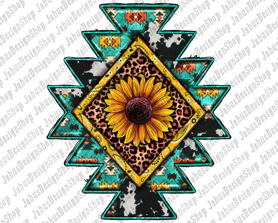Western Aztec Leopard Sunflower Png Sublimation Design, Western Png ...