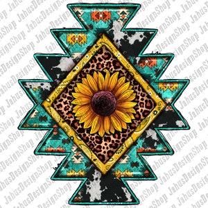 Western Aztec Leopard Sunflower Png Sublimation Design, Western Png ...