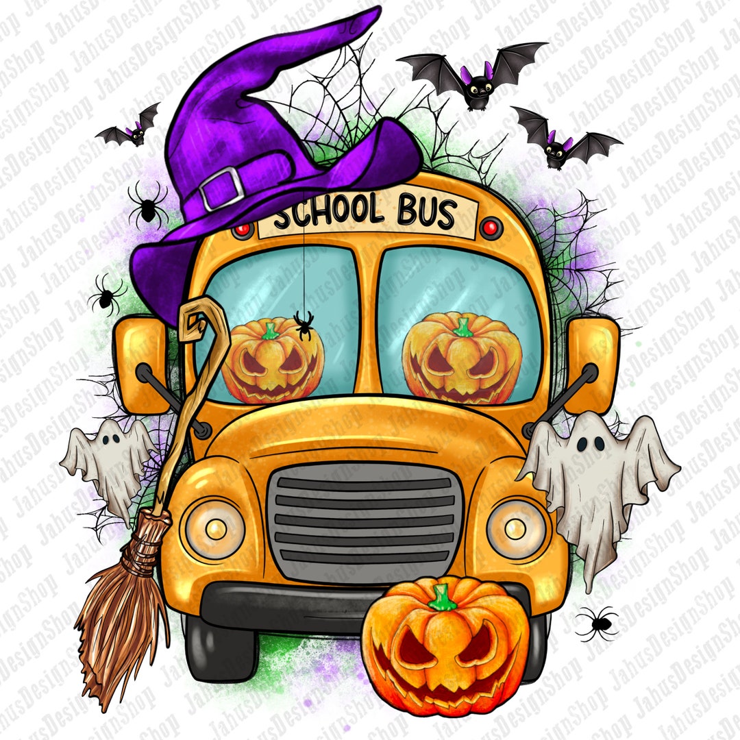 Halloween School Bus Png Sublimation Design Download, Happy Halloween ...