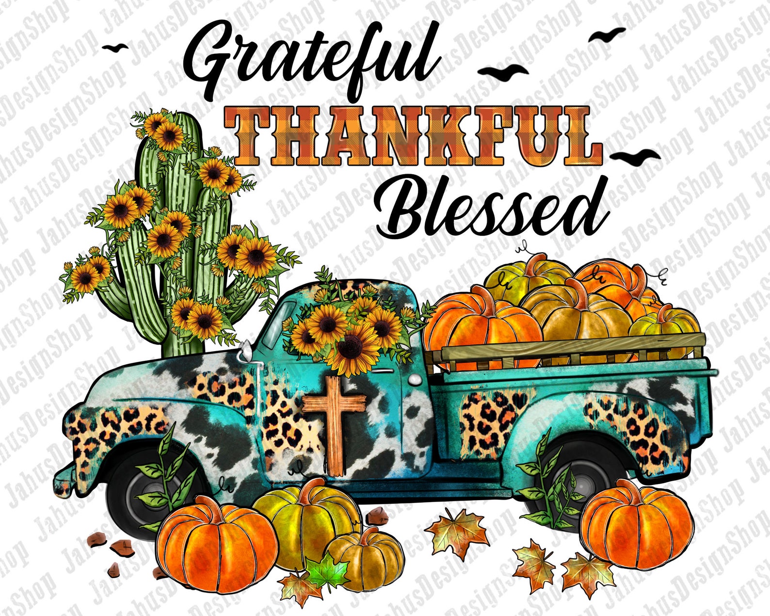 Grateful Thankful Blessed PNG, Thanksgiving Truck Png, Thankful PNG ...