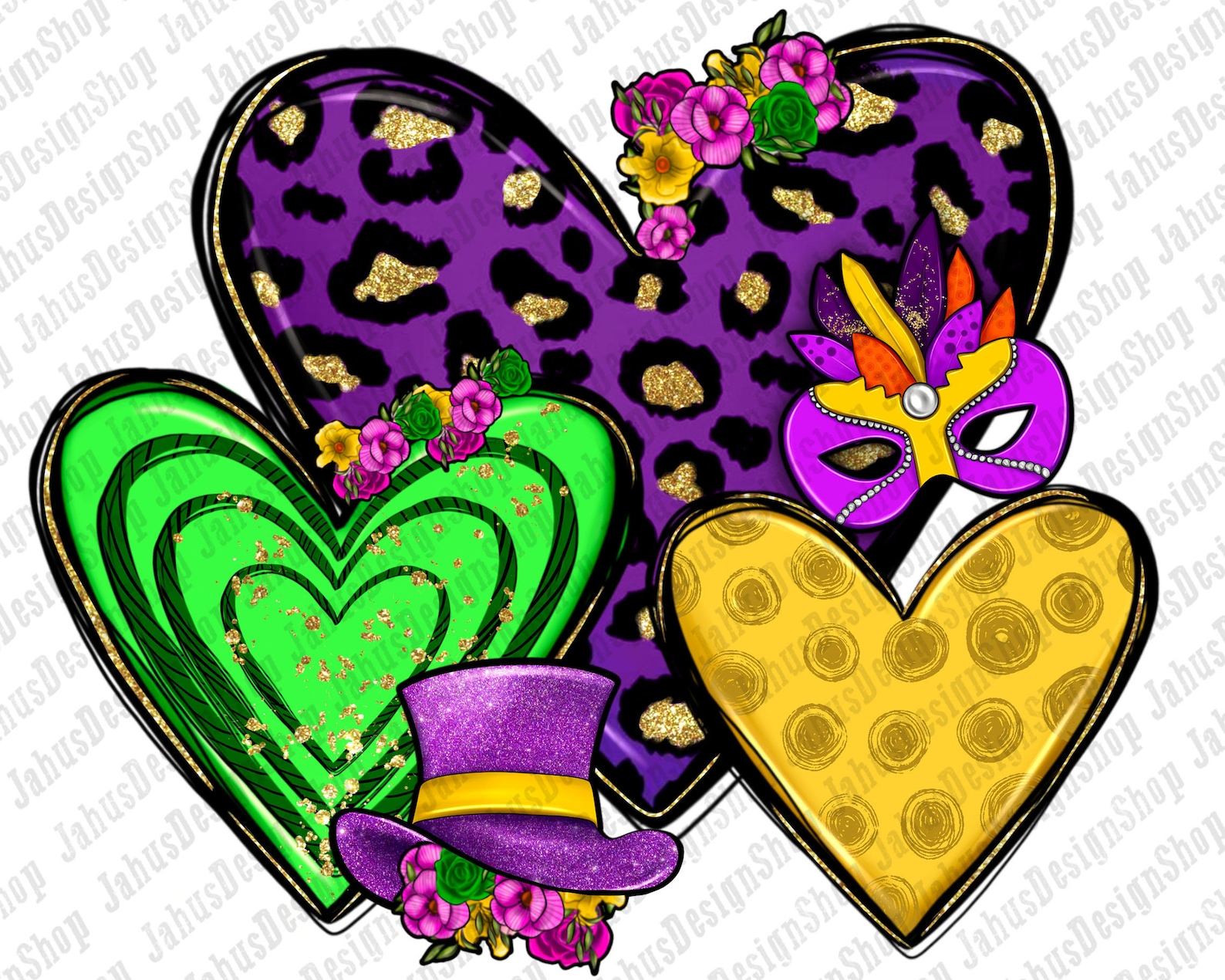 Hearts Mardi Gras Png, Mardi Gras Png, Mardi Gras Hearts Sublimation ...