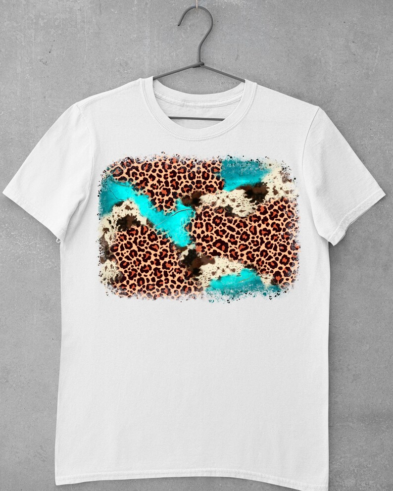 Cowhide Leopard Turquoise Background Pngwestern Cowhide - Etsy