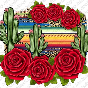 Western Serape Cactus Roses Distressed Background Png Design, Serape ...
