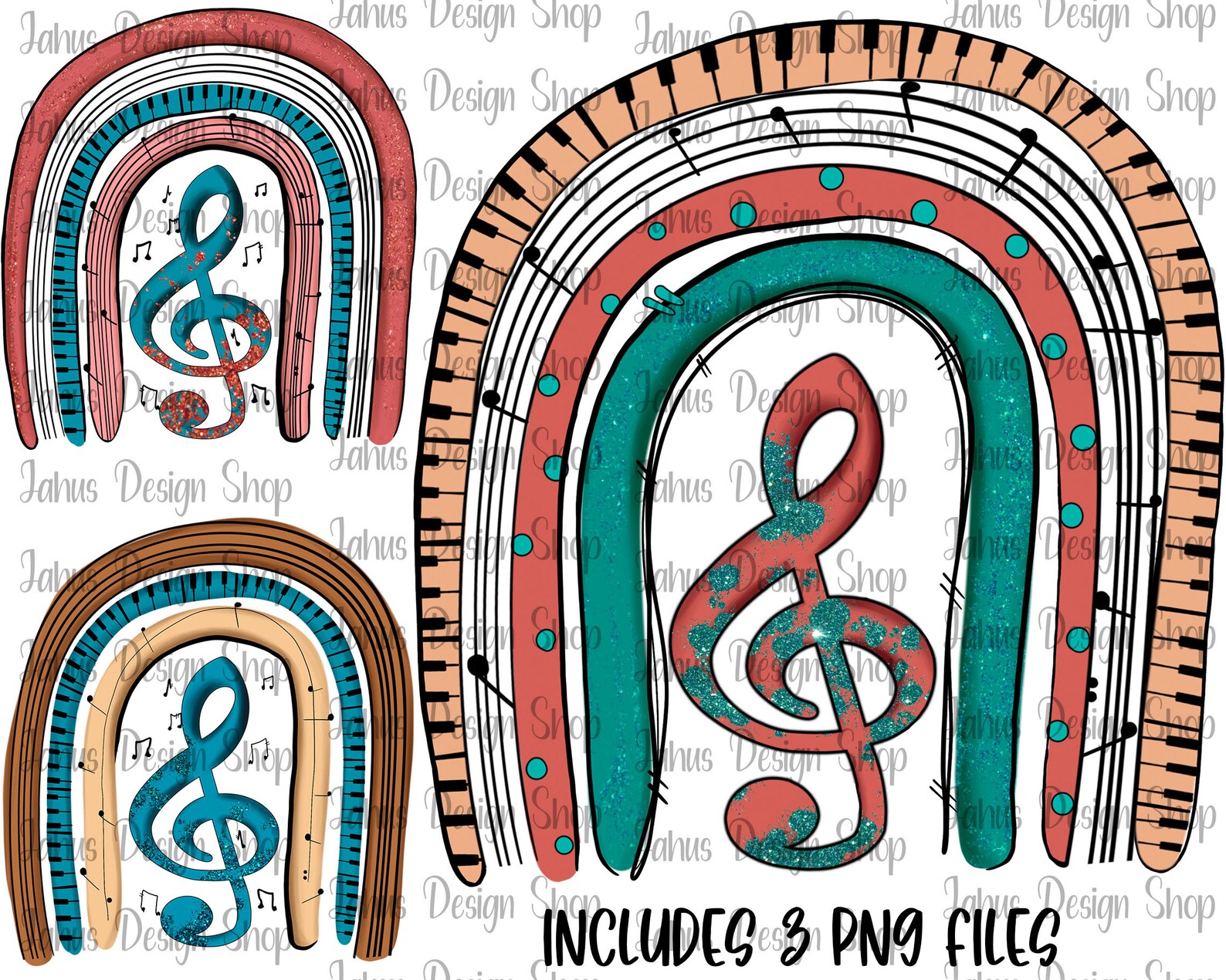 Music Note Symbol Treble Clef Bundle PNG Glitter Pattern | Etsy