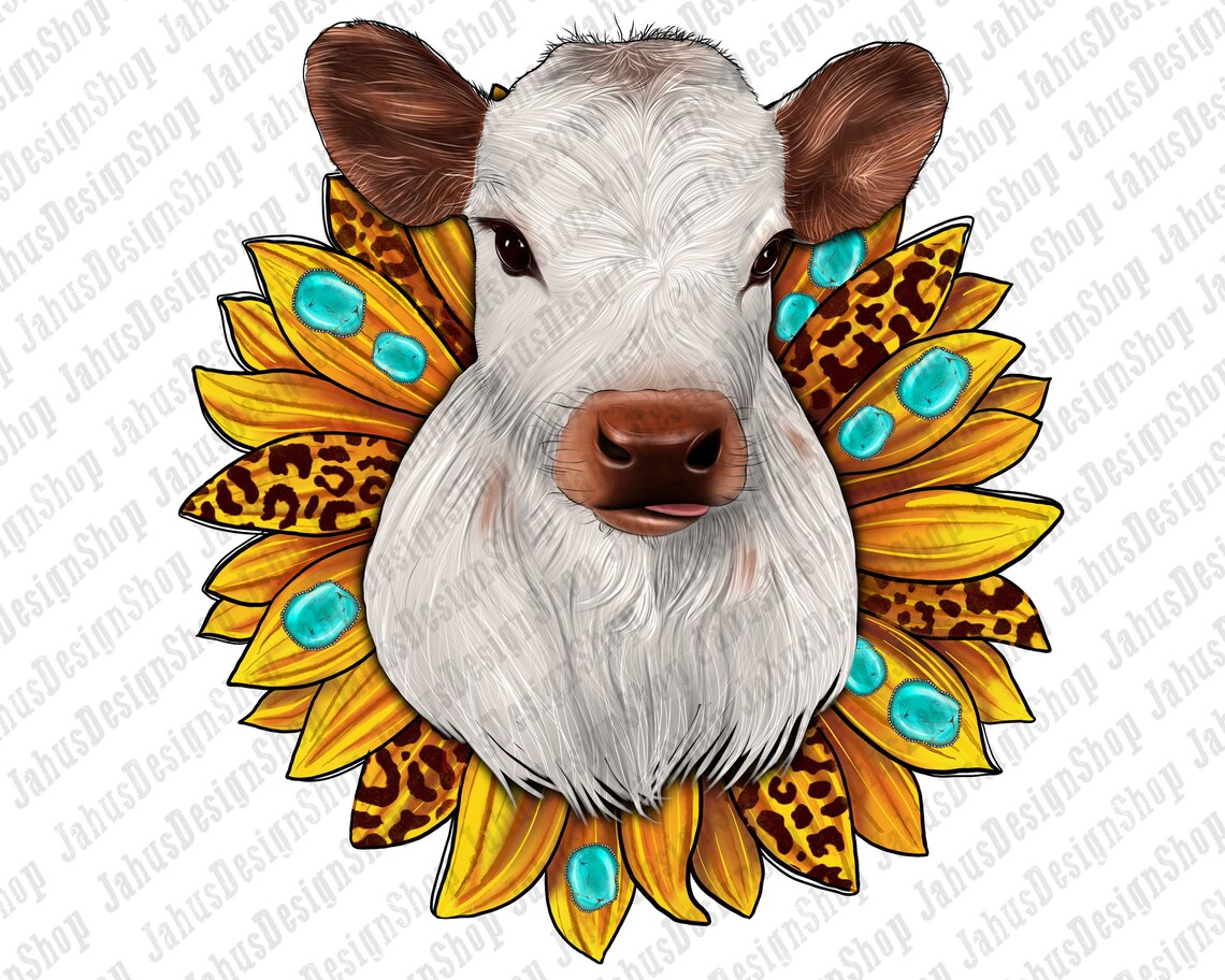 Gemstone Sunflower Calf Png Sublimation Design Sunflower Calf - Etsy