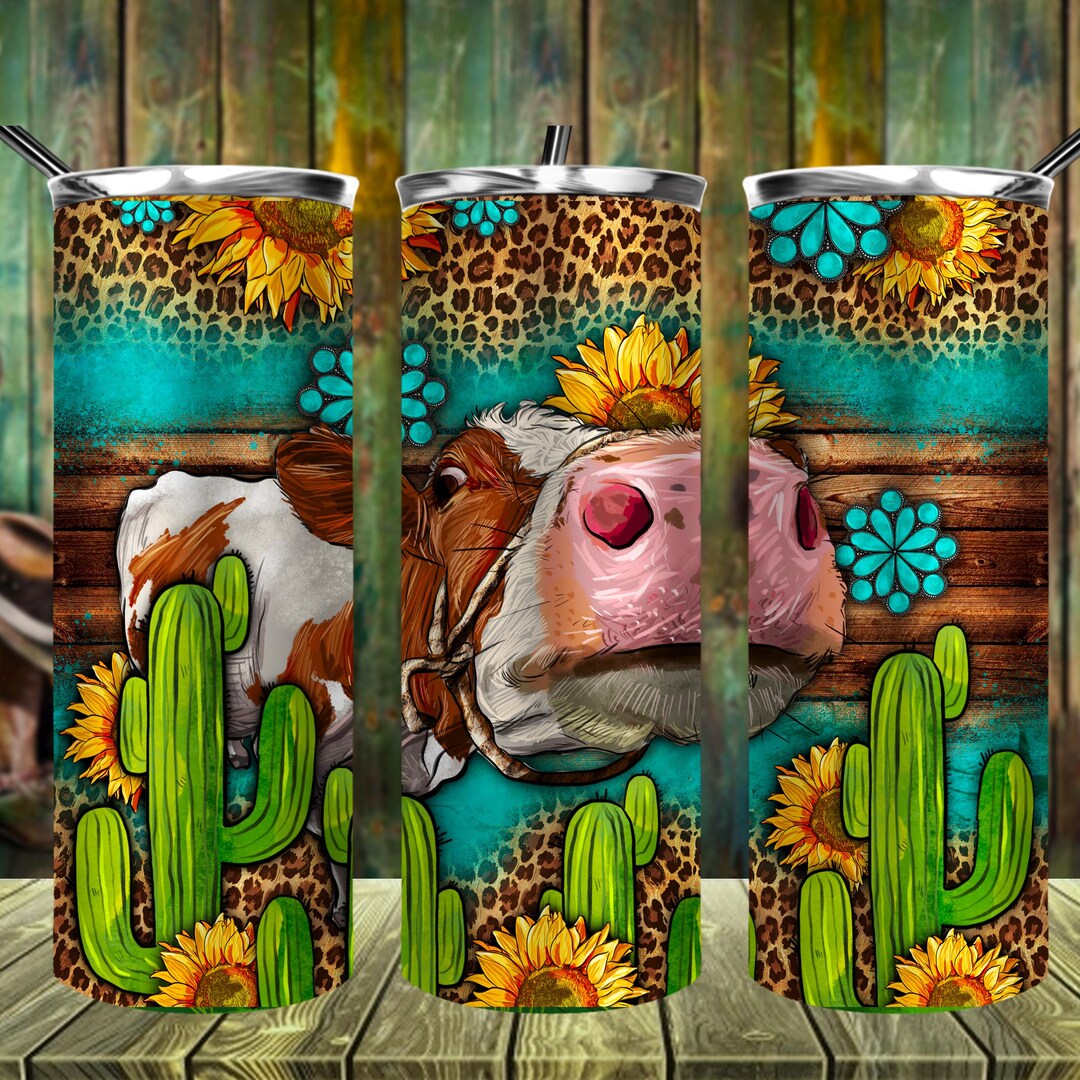 Cute Simmental Cow 20oz Skinny Tumbler Design, Western Tumbler Png ...