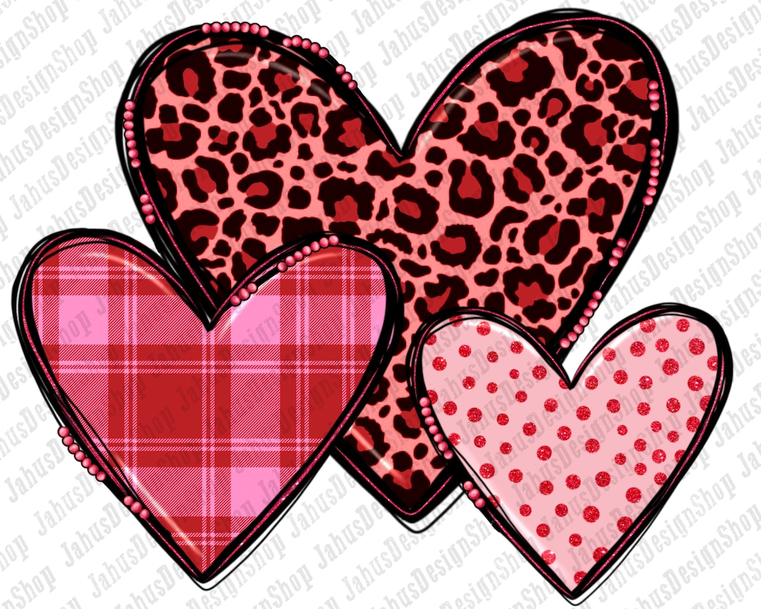 Valentines Day Hearts Png Sublimation Design, Pink Heart Png, Leopard ...