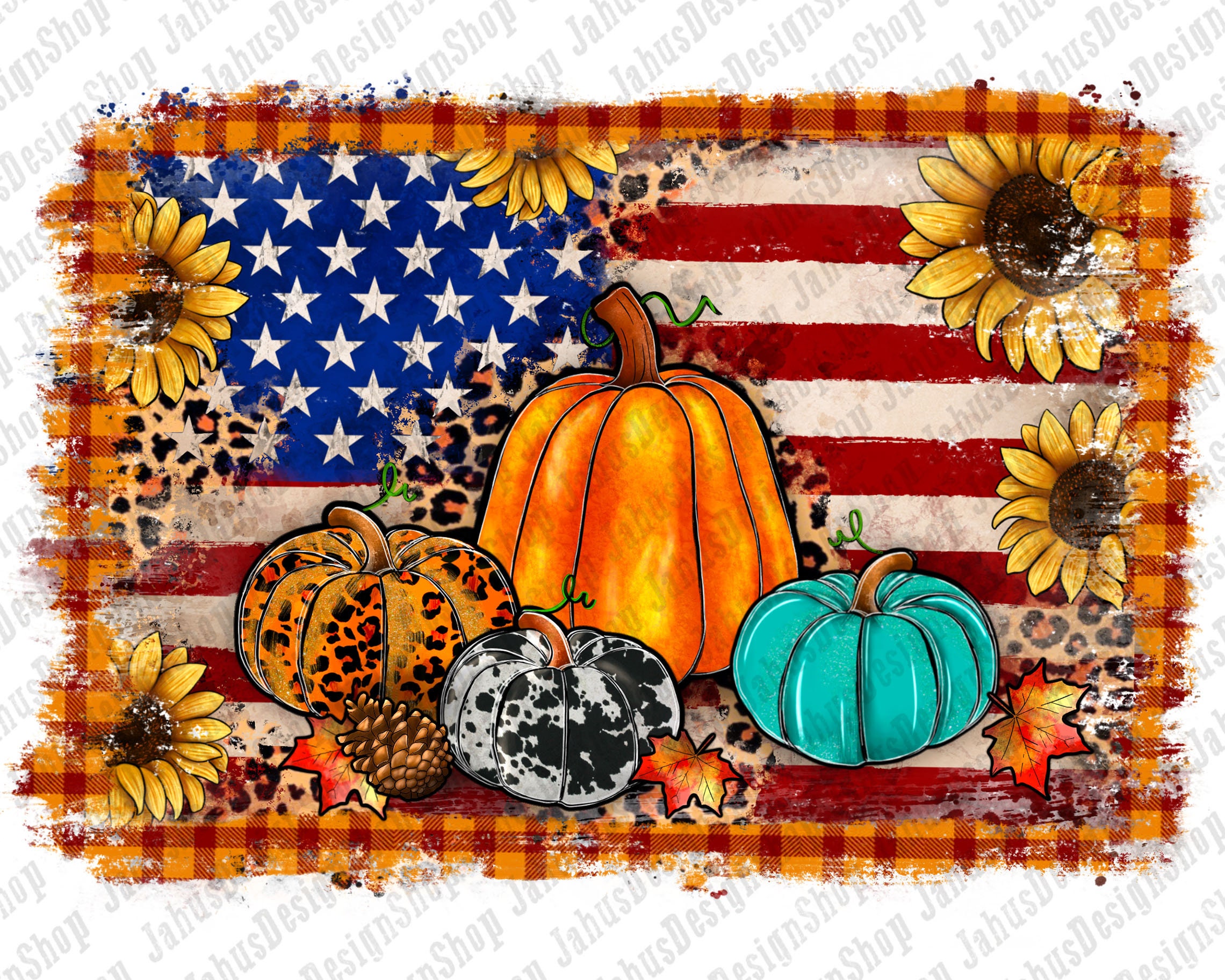 American Flag With Fall Distressed Background Png Design - Etsy