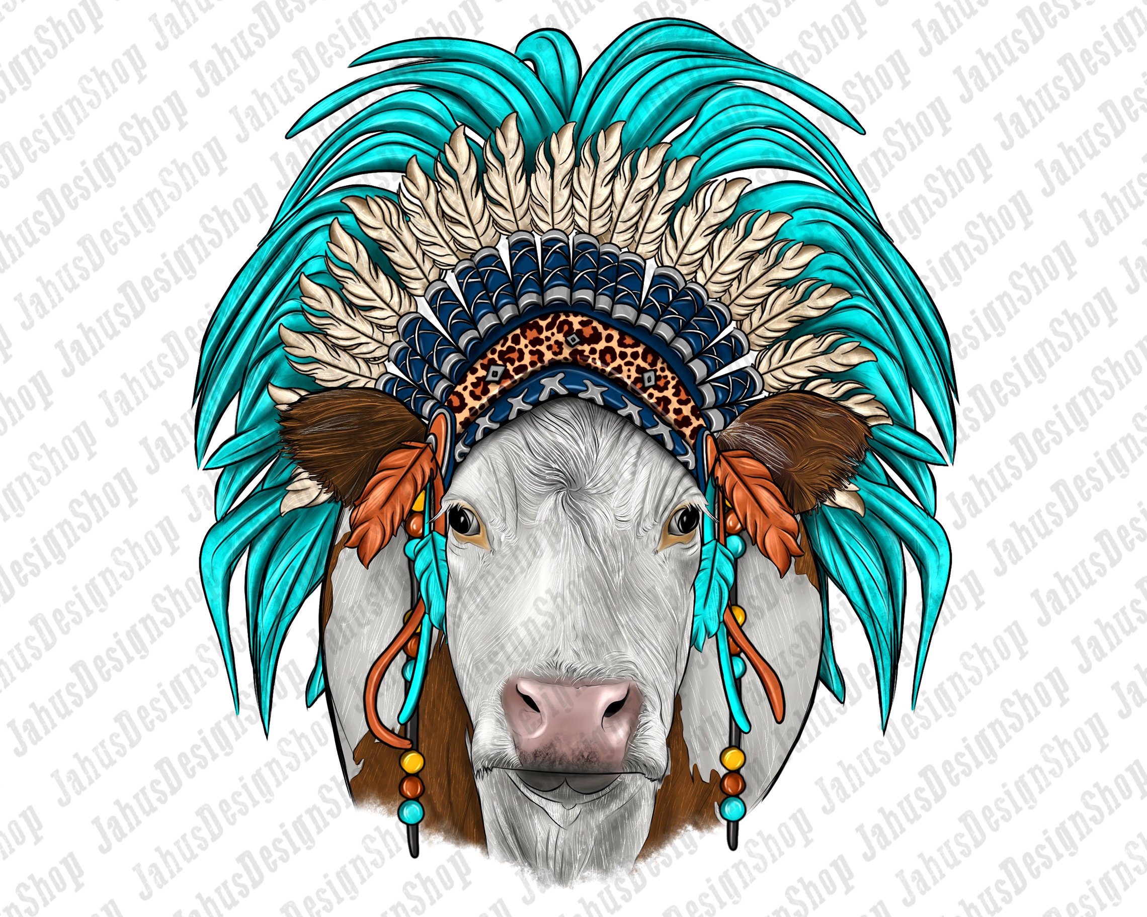 Simmental Indian Headdress Png Sublimation Design Cow Png - Etsy
