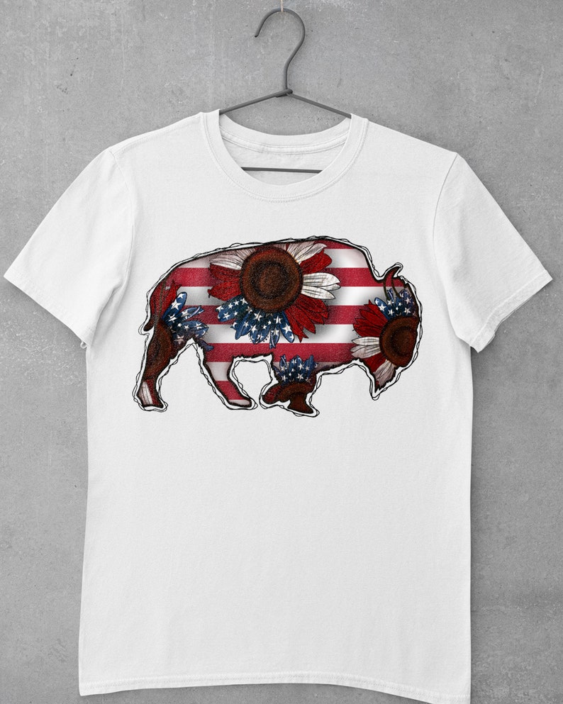 American Flag Bison Design Pngsunflower Bison Pngusa Flag - Etsy