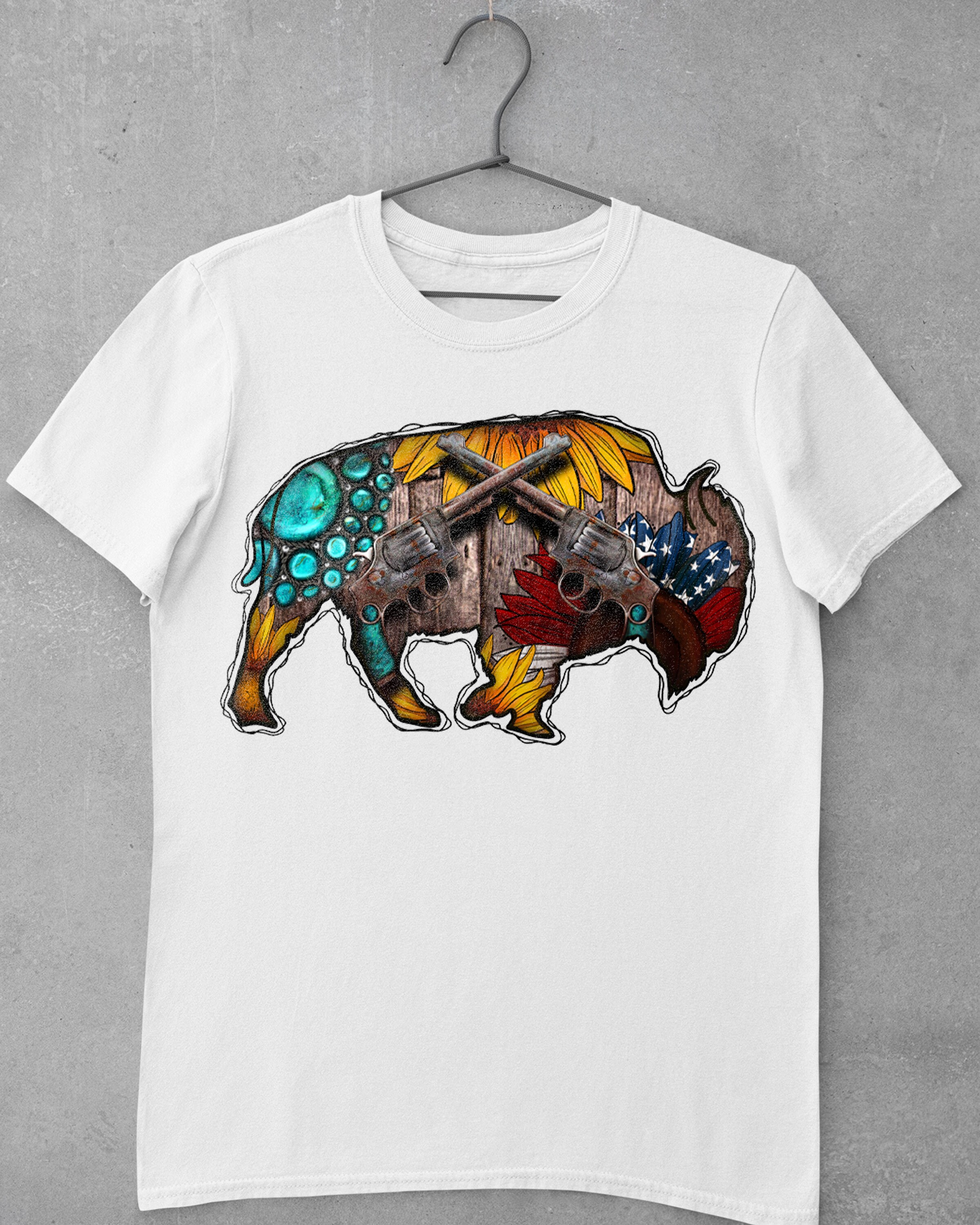 Western Bison Design Pngsunflower Bison Pnggemstone Design - Etsy