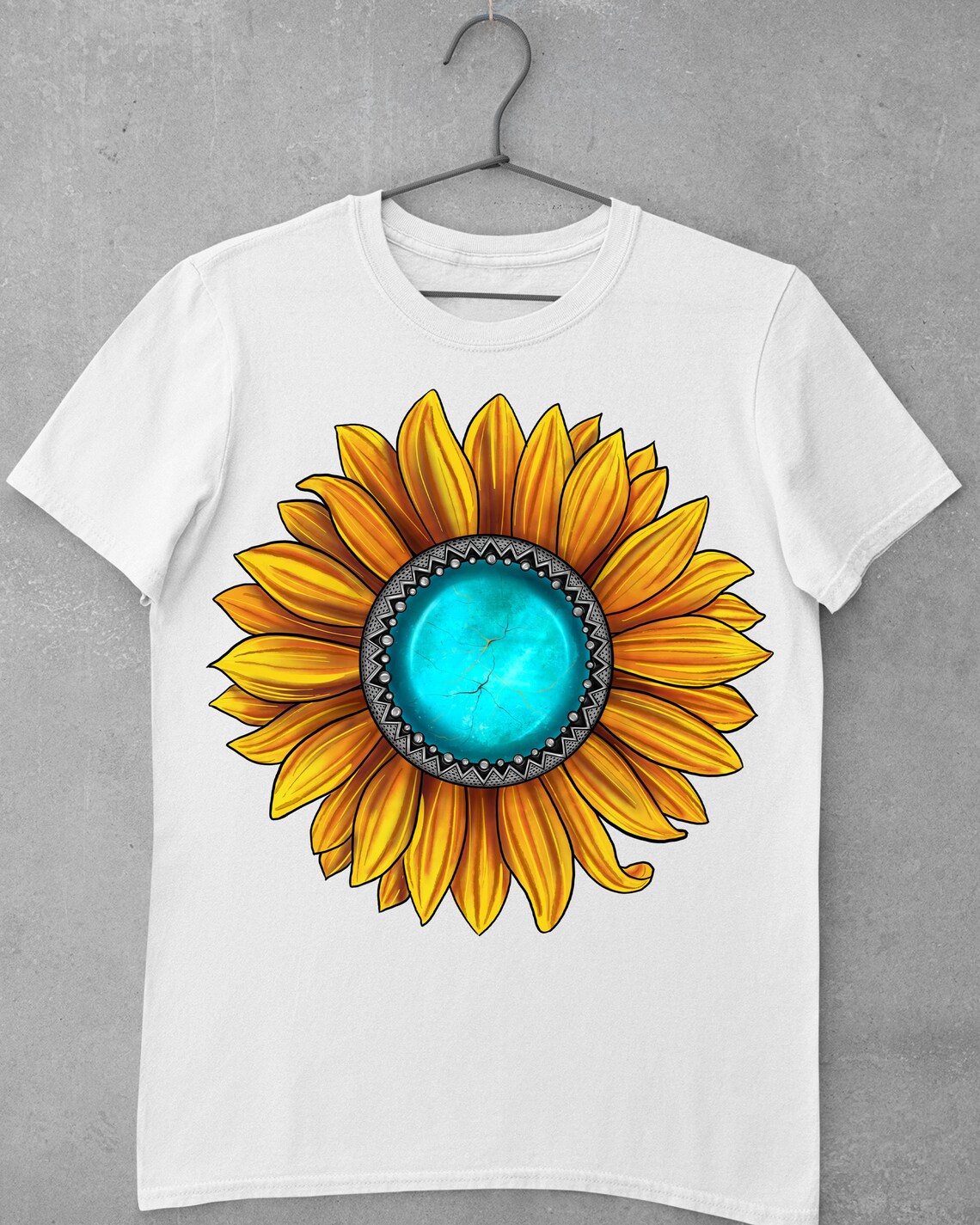 Sunflower Turquoise Gemstone Png Sublimation Design, Sunflower Png ...