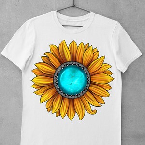 Sunflower Turquoise Gemstone Png Sublimation Design, Sunflower Png ...