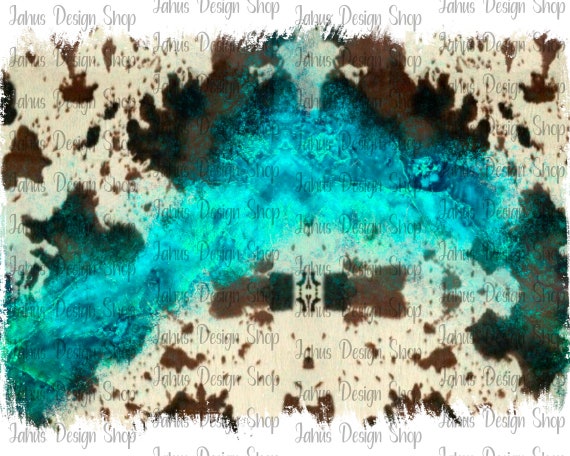 Turquoise Cowhide Background Pngturquoise Backgroundwestern - Etsy