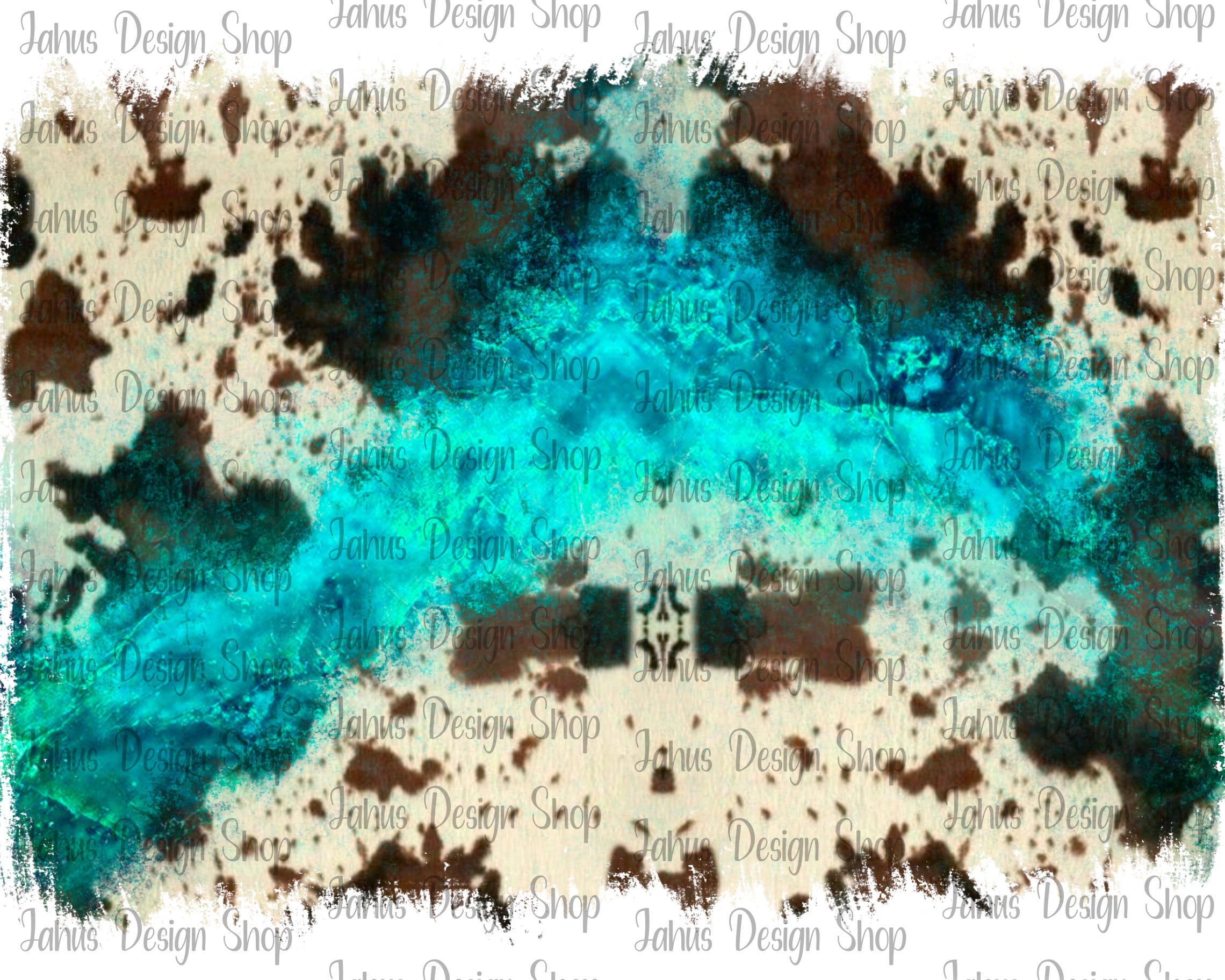 Turquoise Cowhide Background Pngturquoise Backgroundwestern - Etsy