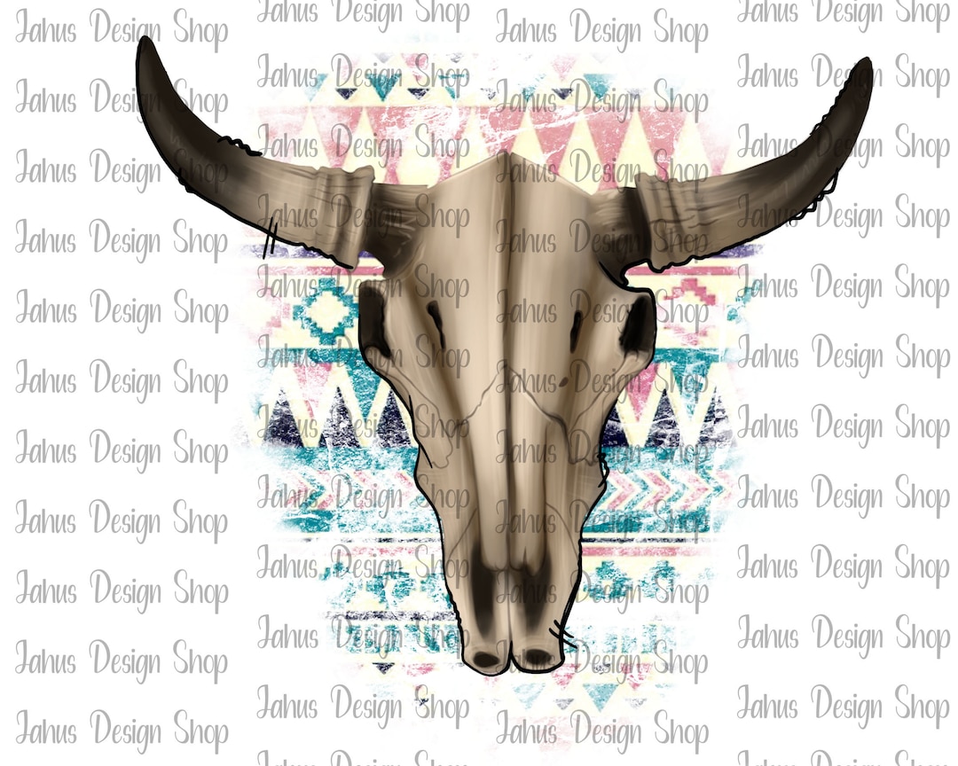 Western Aztec Bull Skull PNG, Skull Design, Western Design, Sublimation ...