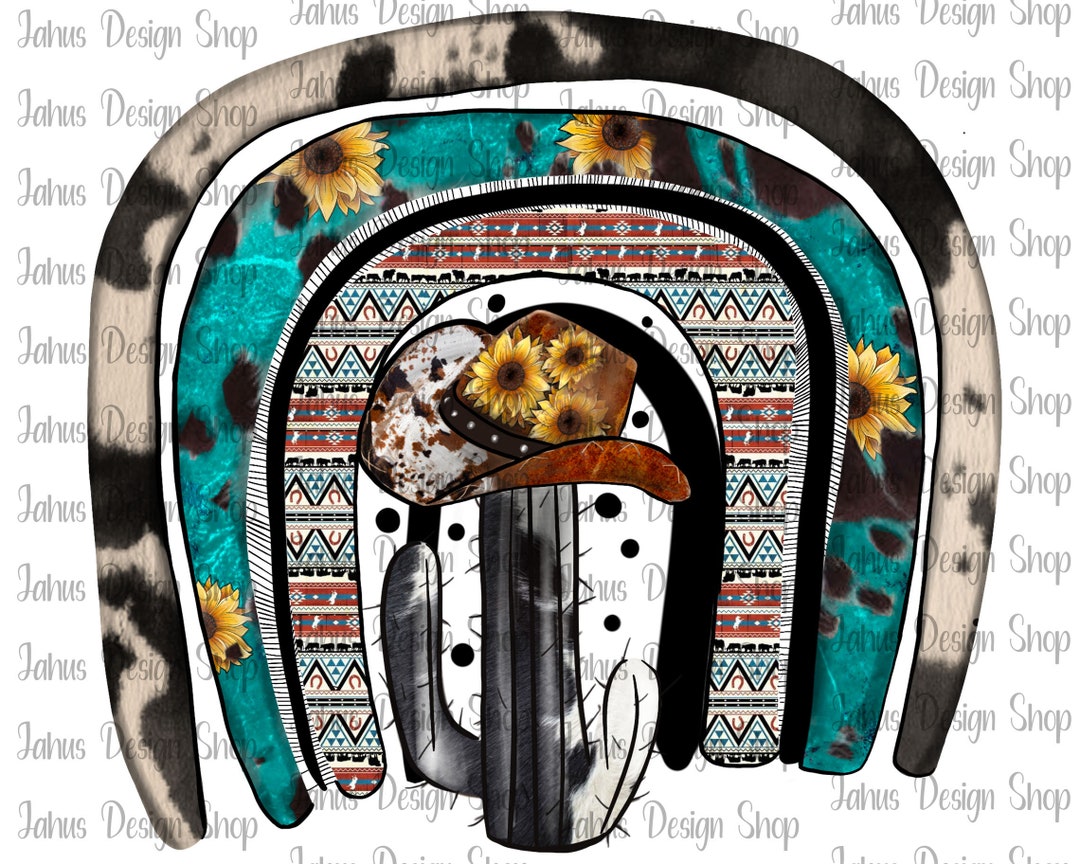 Western Rainbow Png Sublimation Design, Cowhide Rainbow,turquoise ...