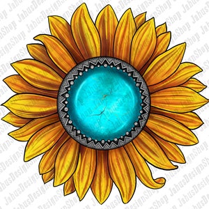 Sunflower Turquoise Gemstone Png Sublimation Design, Sunflower Png ...