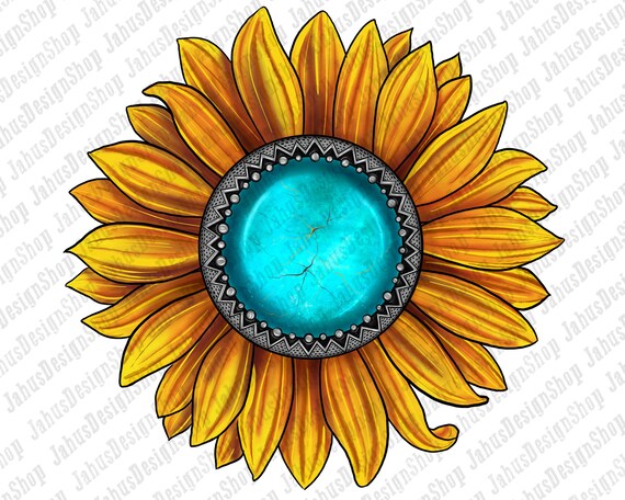Sunflower Turquoise Gemstone Png Sublimation Design Sunflower - Etsy