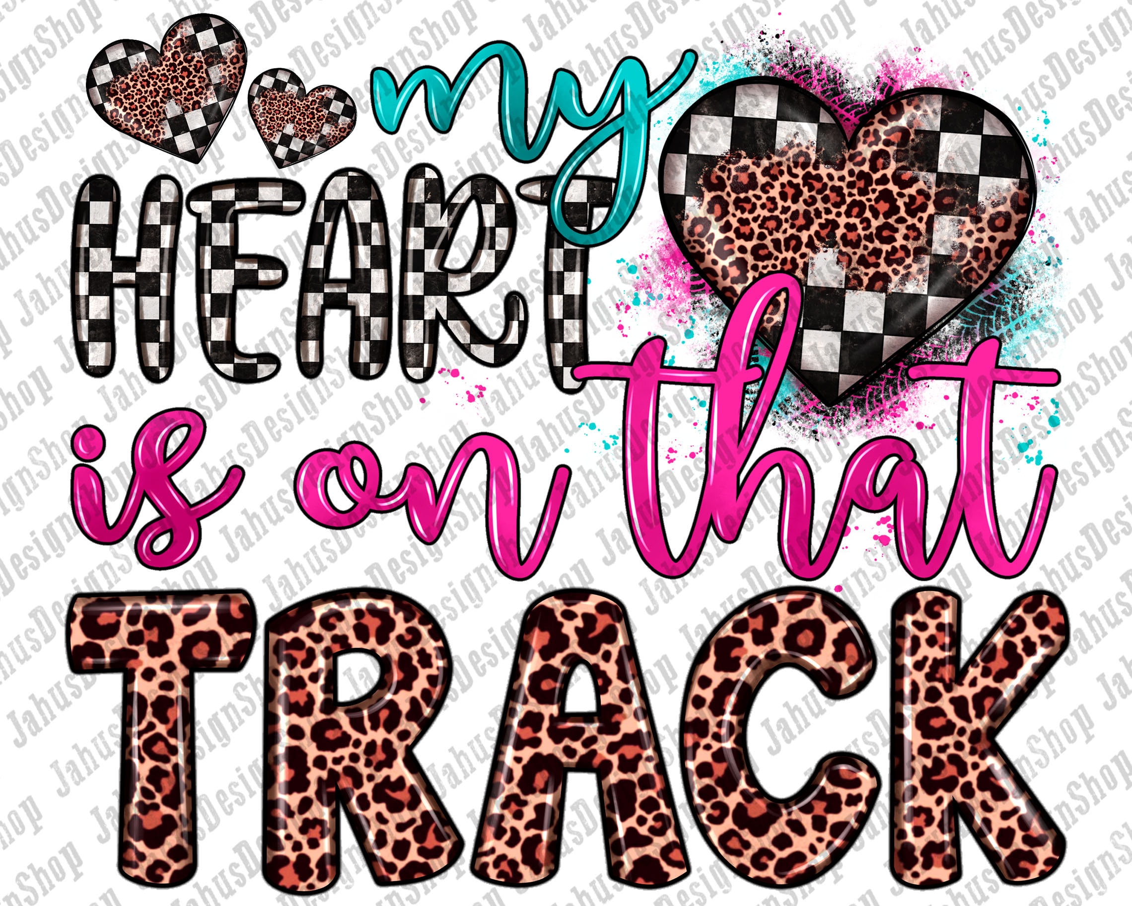 My Heart is on That Track Png Sublimation Design Checkered - Etsy