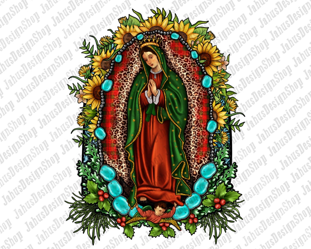 Our Lady of Guadalupe Christmas Sunflower Mistletoe Gemstone - Etsy