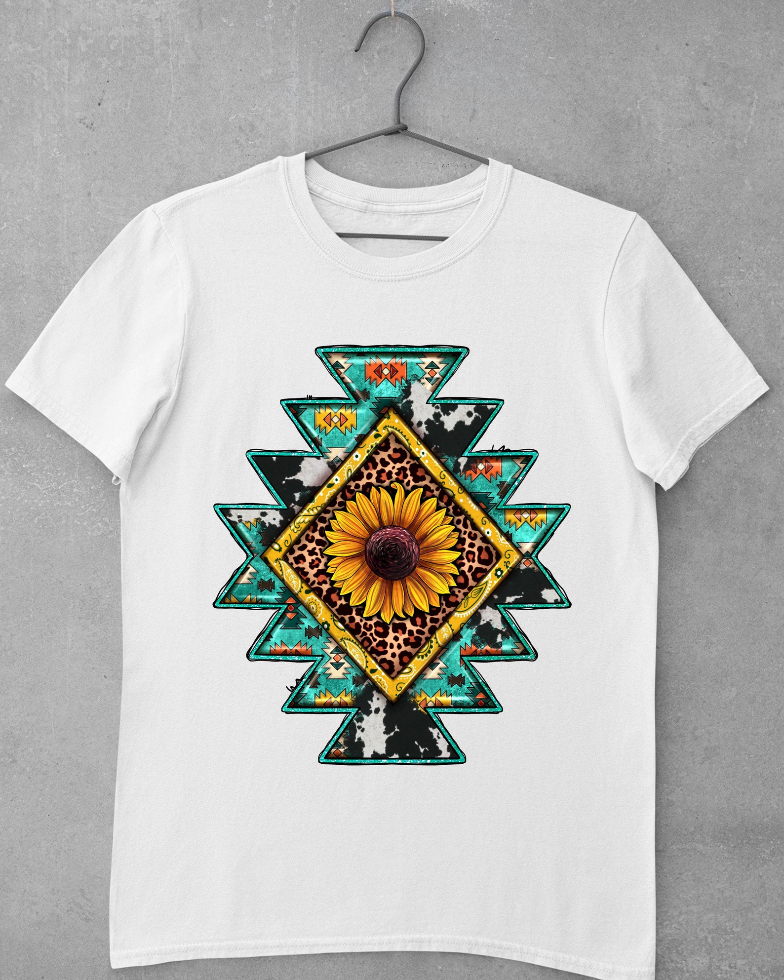 Western Aztec Leopard Sunflower Png Sublimation Design, Western Png ...