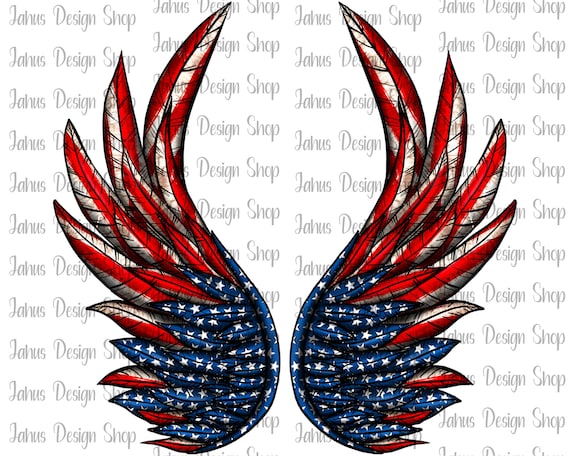 American Angel Wings PNG USA Flag PNG 4th of July Patriotic - Etsy