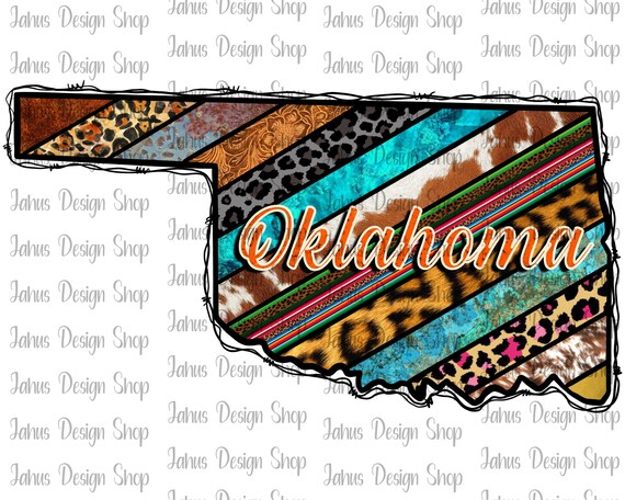 Western Oklahoma Map Png Oklahoma State Png Cowhide Serape - Etsy