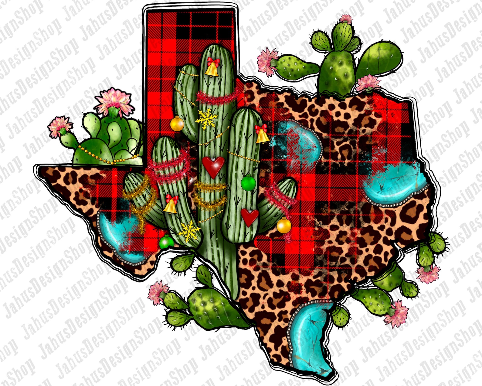Christmas Cactus Texas Map Png Sublimation Design Christmas - Etsy