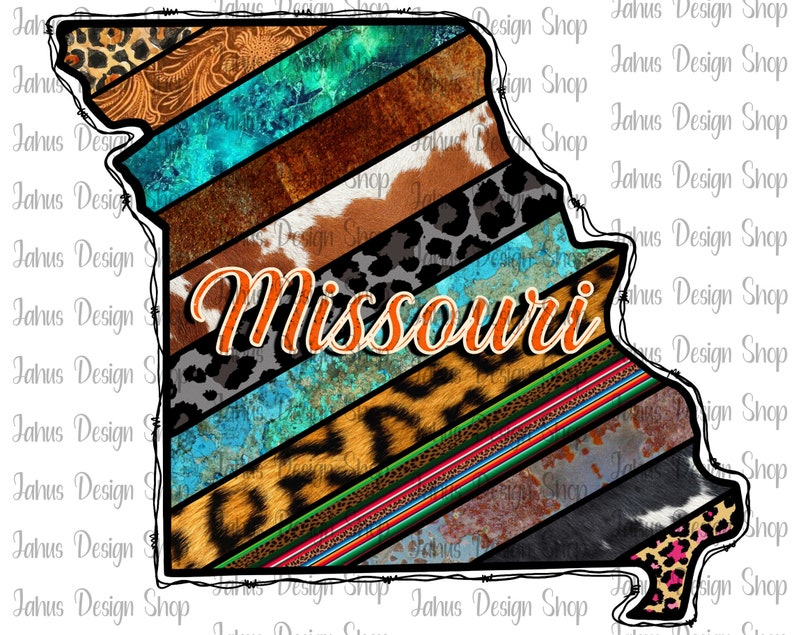 Western Missouri Map Png Missouri State Png Cowhide Serape - Etsy