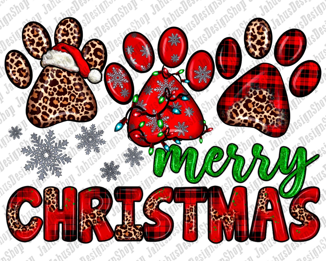 Merry Christmas Paw Png Sublimation Design Download, Merry Christmas ...