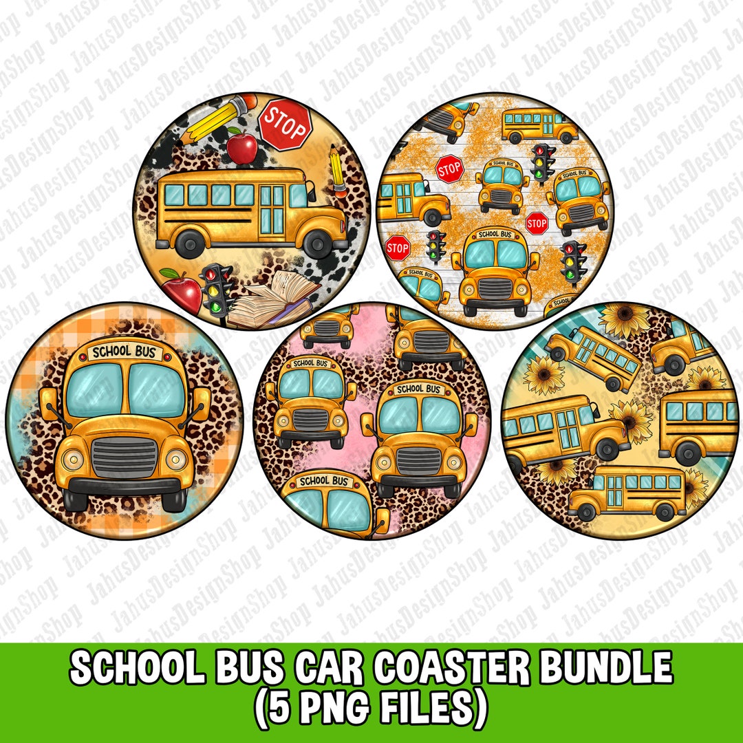 School Bus Car Coaster Png Sublimation Design Bundle, Western Car ...
