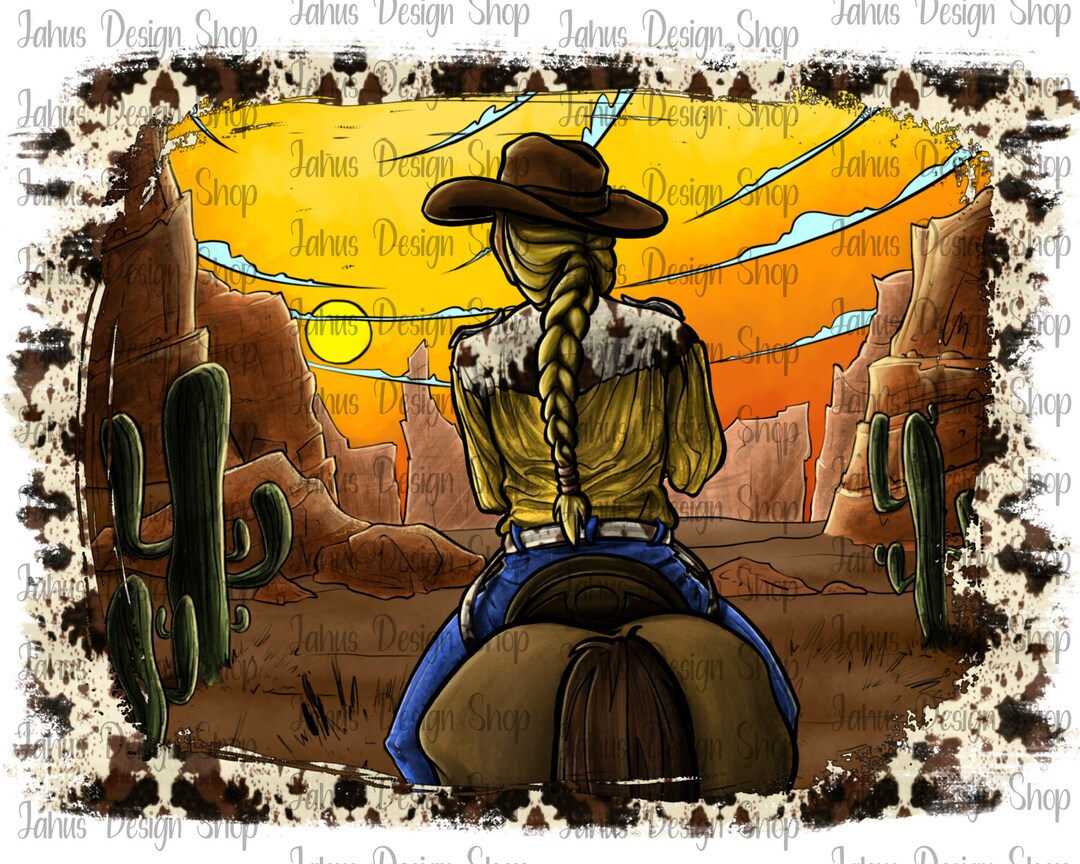 Western Cowgirl and Horse Background Png, Western Cactus, Desert ...