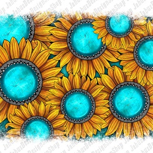 Sunflower Turquoise Background Png Sublimation Design, Sunflower Png ...