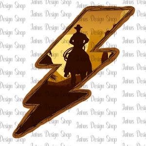Western Cowboy Sunset Lightning PNG, Sublimation Download, Western ...