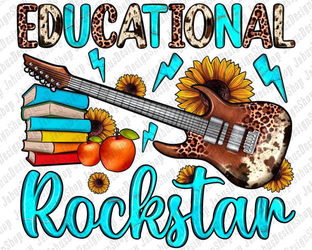 Educational Rockstar Png Sublimation Design,guitar Png, Best Teacher ...