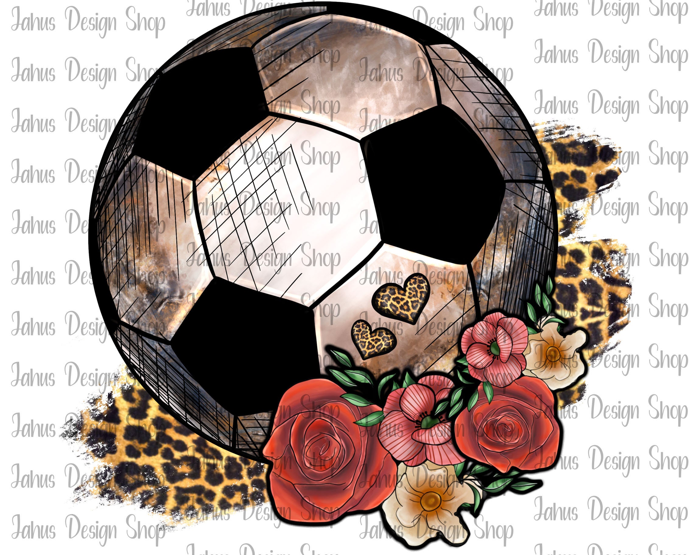 Floral Soccer Ball PNG Leopard Soccer Ball PNG Love | Etsy