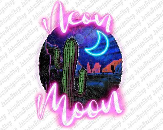 Neon Moon Png Desert Png Png Retro Sublimation Neon | Etsy