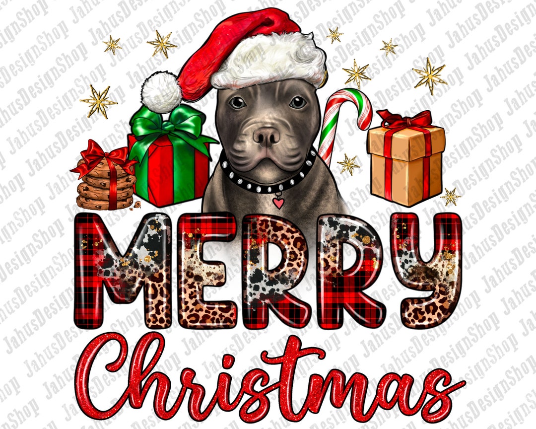 Merry Christmas Pitbull Png Sublimation Design, Merry Christmas Png ...