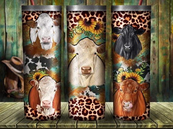 Western Cows 20oz Skinny Tumbler Png Sublimation Design Cow | Etsy